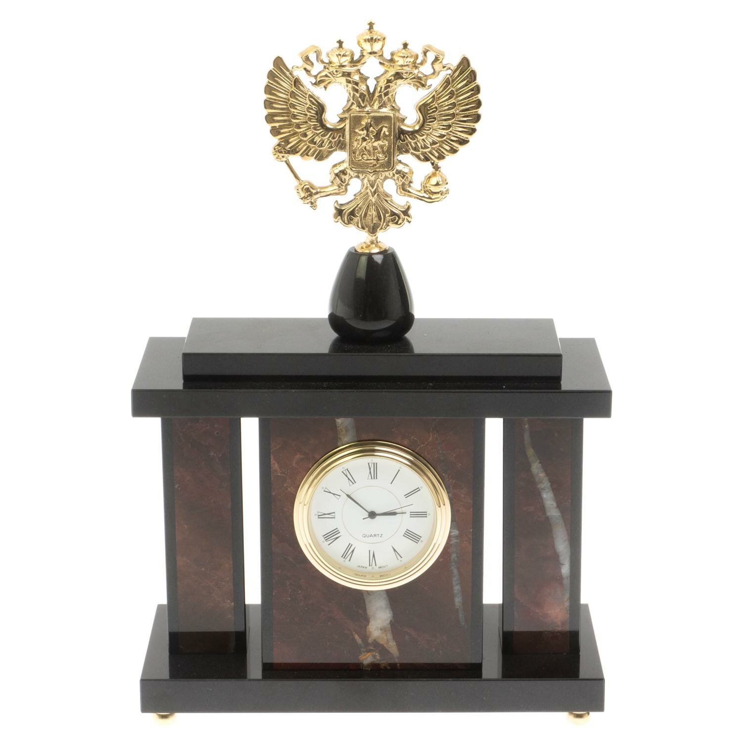 Часы каминные "Герб" из яшмы