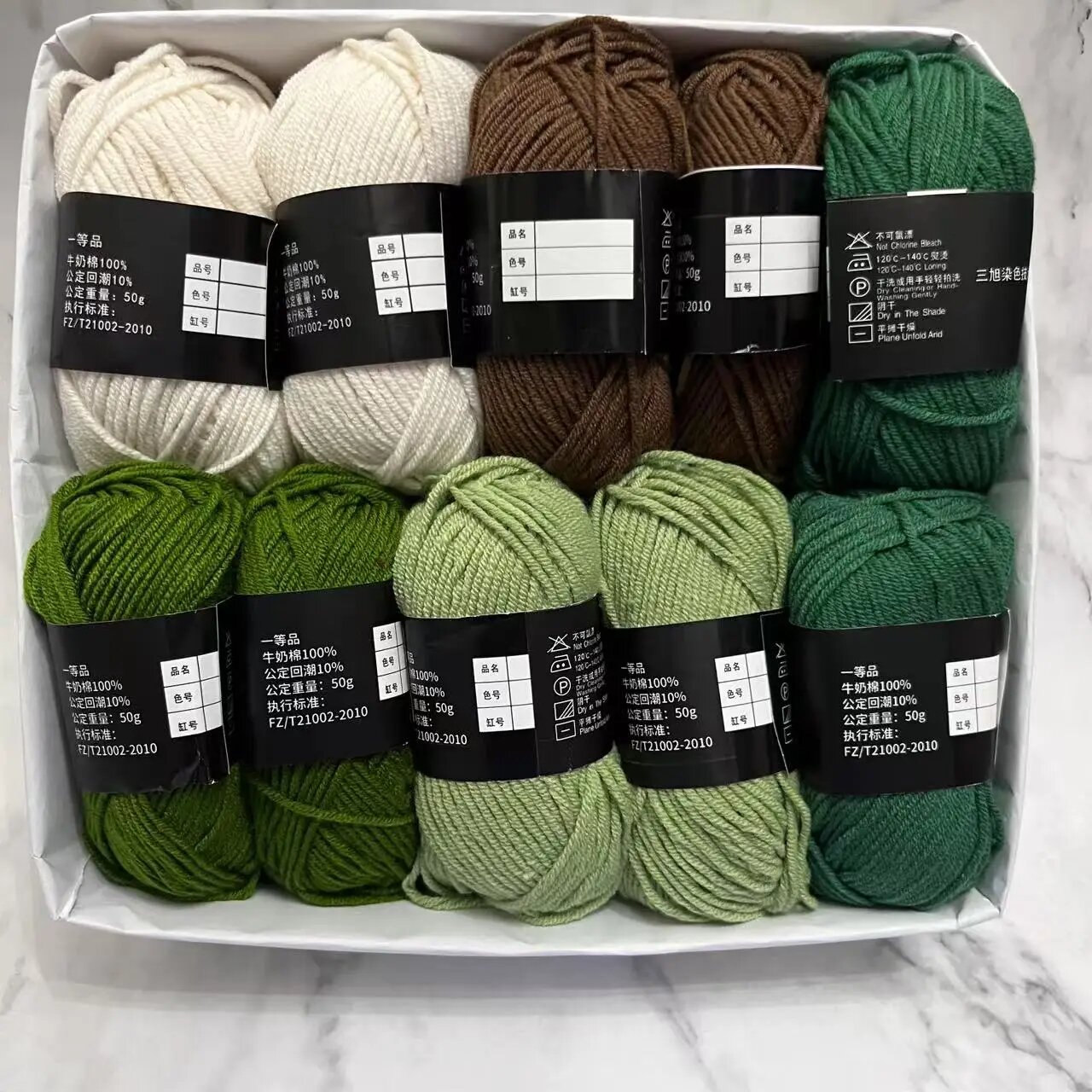 Набор пряжи Milk Cotton Yarn, 10 шт, 500г, хлопок/акрил, цвет Set 7-10pcs