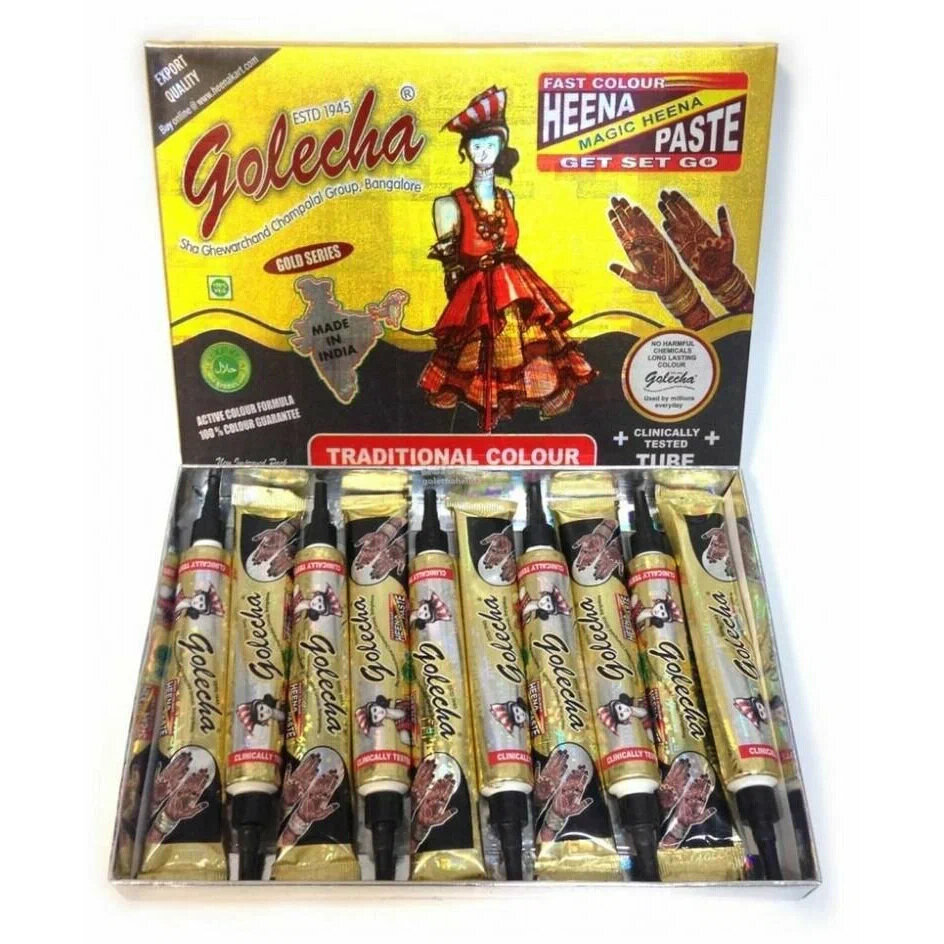 Golecha Хна в трубе Golecha (10 в упаковке), черный цвет