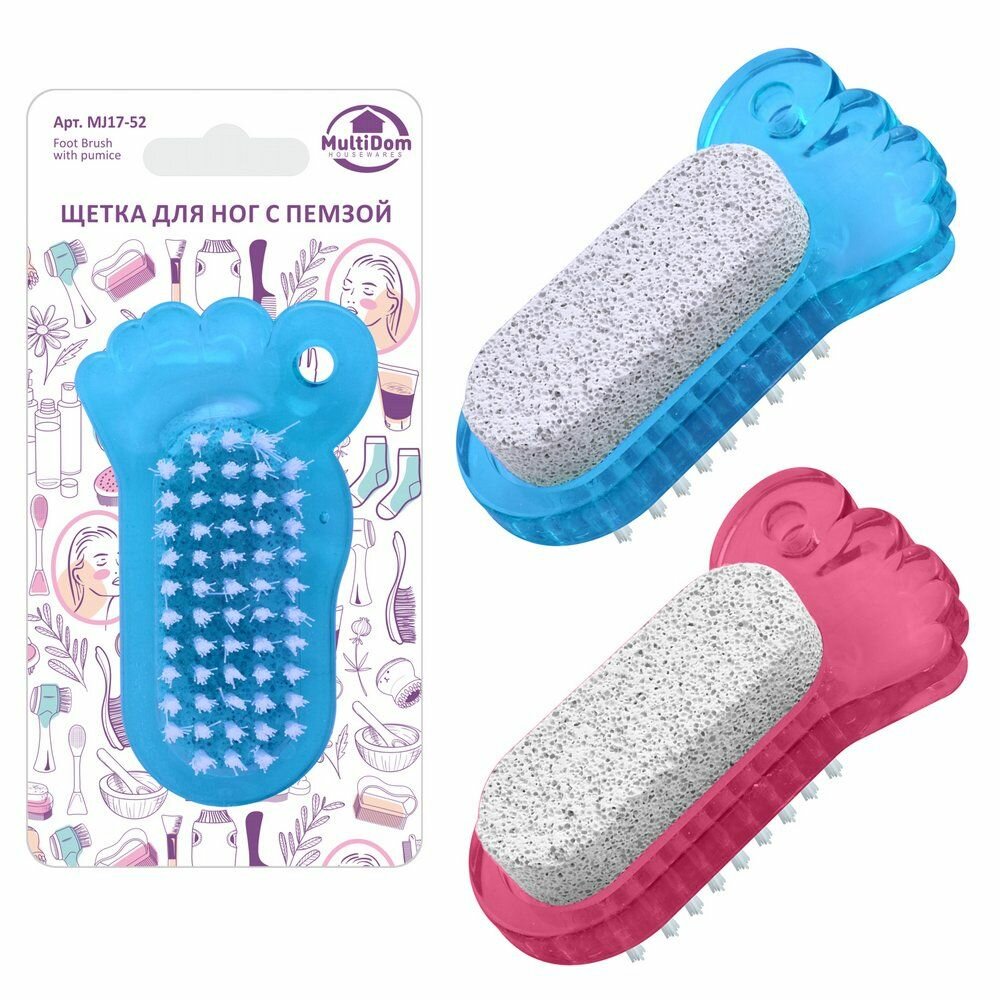 Щетка для ног с пемзой рабочая часть из синтетической щетины и искусственной пемзы.