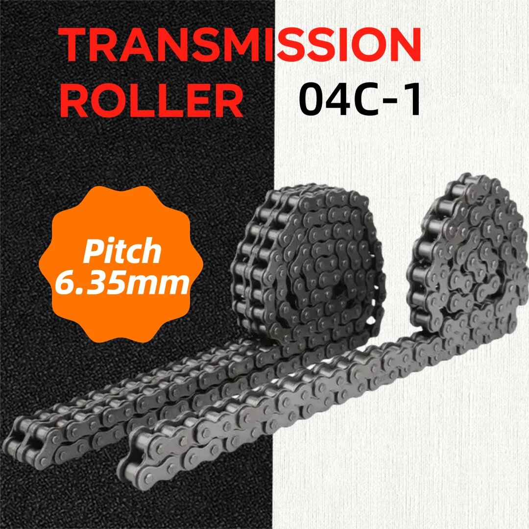 Роликовая соединительная цепь из углеродистой стали 04C-1 6,35 мм Full Buckle, 1pcs