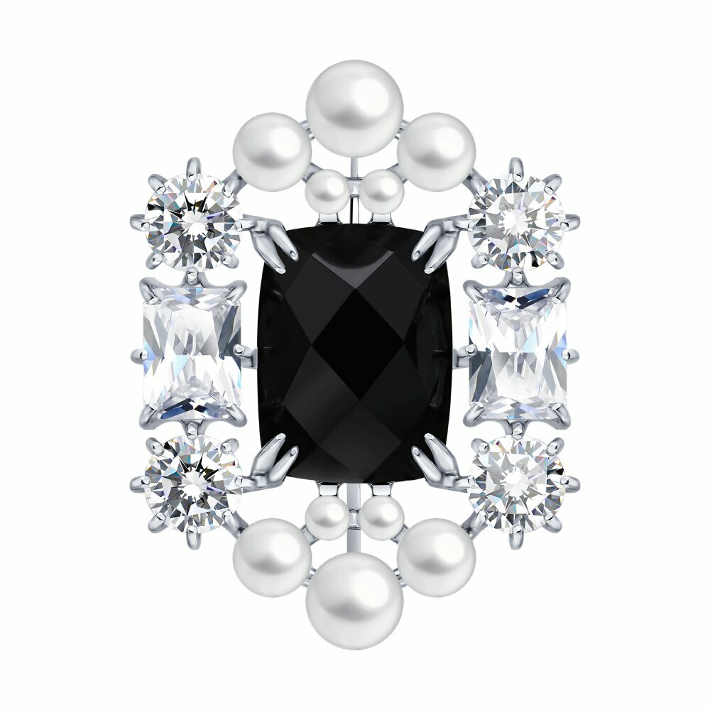 Брошь, серебро, 925 проба, родирование