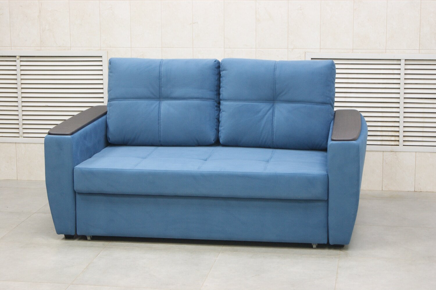 Прямой диван Майами (Дубай) Синий велюр 130 , easy click, 170х110х80 см, с ящиком для белья