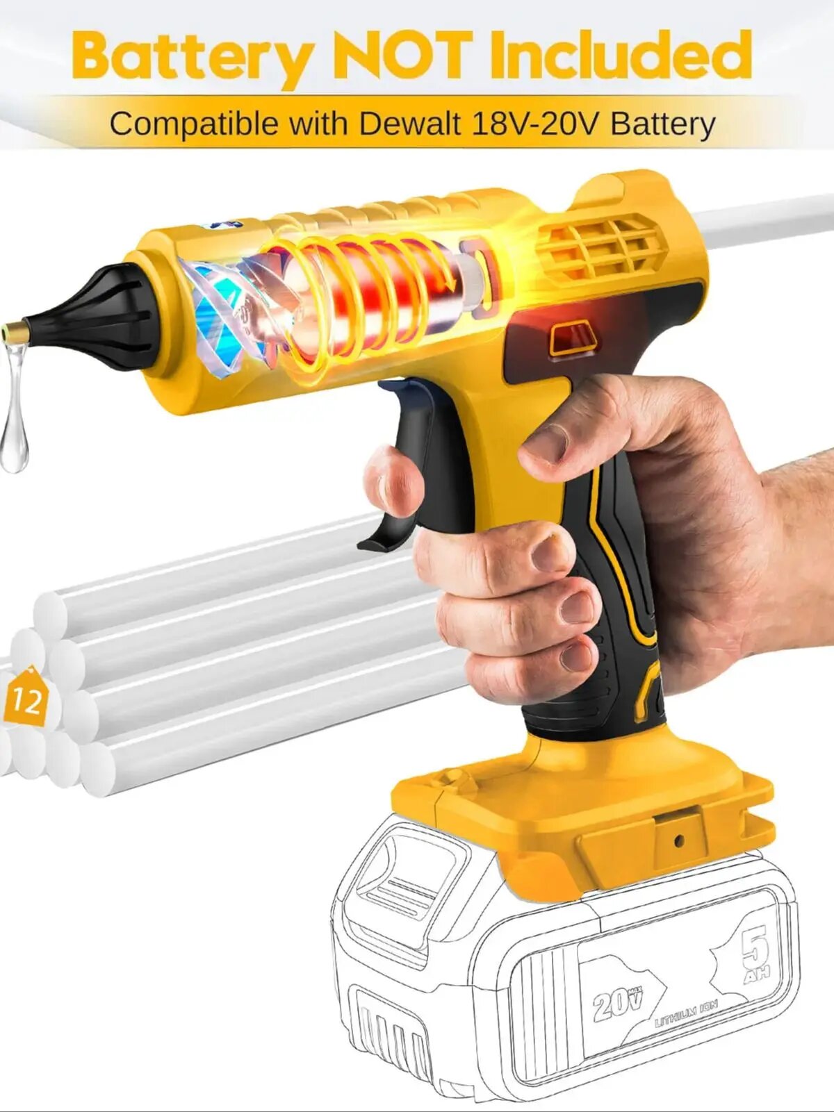 Беспроводной термоклеевой пистолет DeWalt 100 Вт