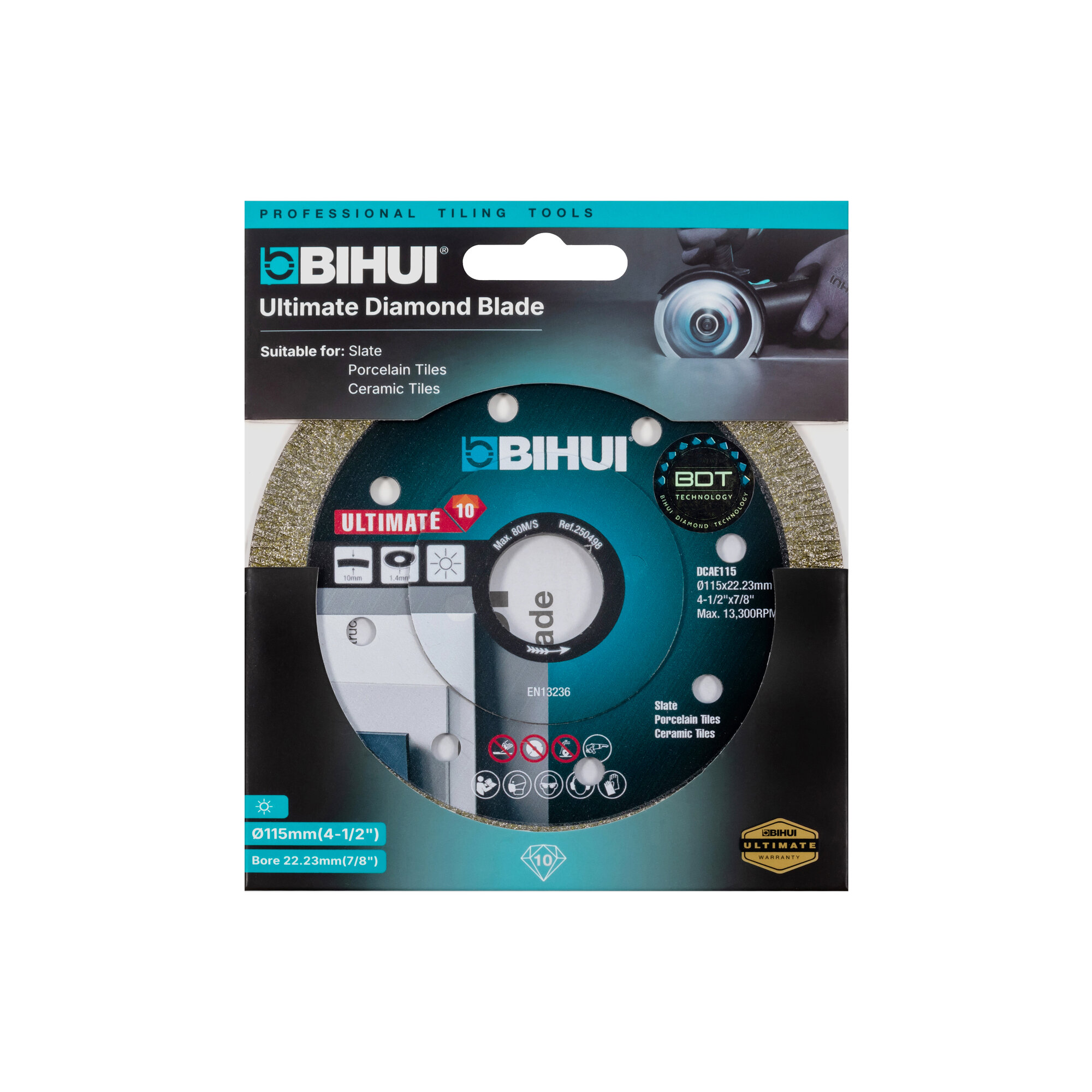 Алмазный диск BIHUI Ultimate (вакуумная пайка), 115х1,4мм, арт. DCAE115