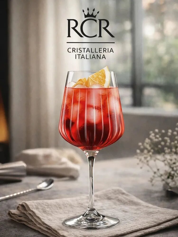 Бокалы для вина, подарочный набор RCR "Style TimeLess" 2 шт, 510 мл. Хрустальное стекло, для вина, воды, коктейлей. Италия