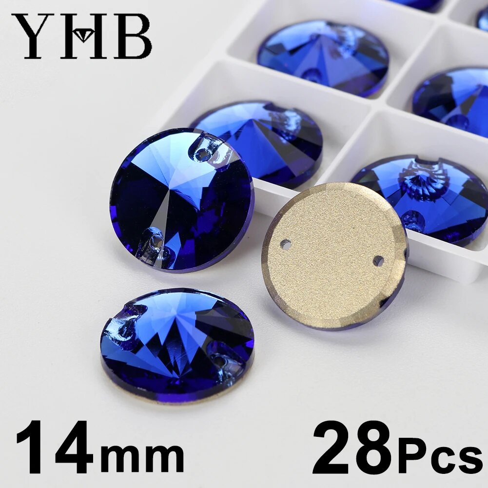 Стразы YHB Rivoli 14mm Capri Blue