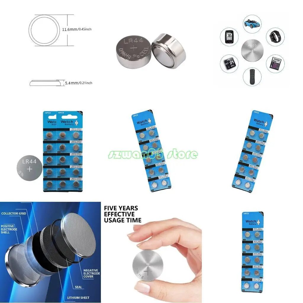 H7BE 10 шт. LR44 AG13 1,5 В батарейки-таблетки для калькуляторов, камер и светодиодных устройств