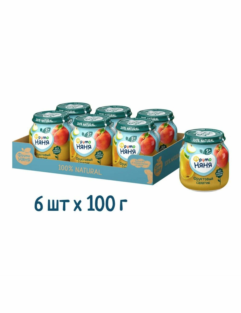 Пюре ФрутоНяня с 5 месяцев Фруктовый салатик 100г 6шт