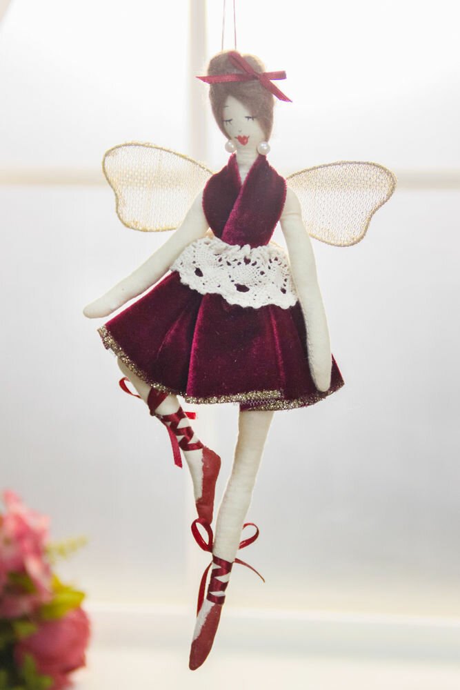 Кукла на ёлку ФЕЯ - балерина буффа (Variation), полиэстер, красная, 30 см, Edelman 1087102-1