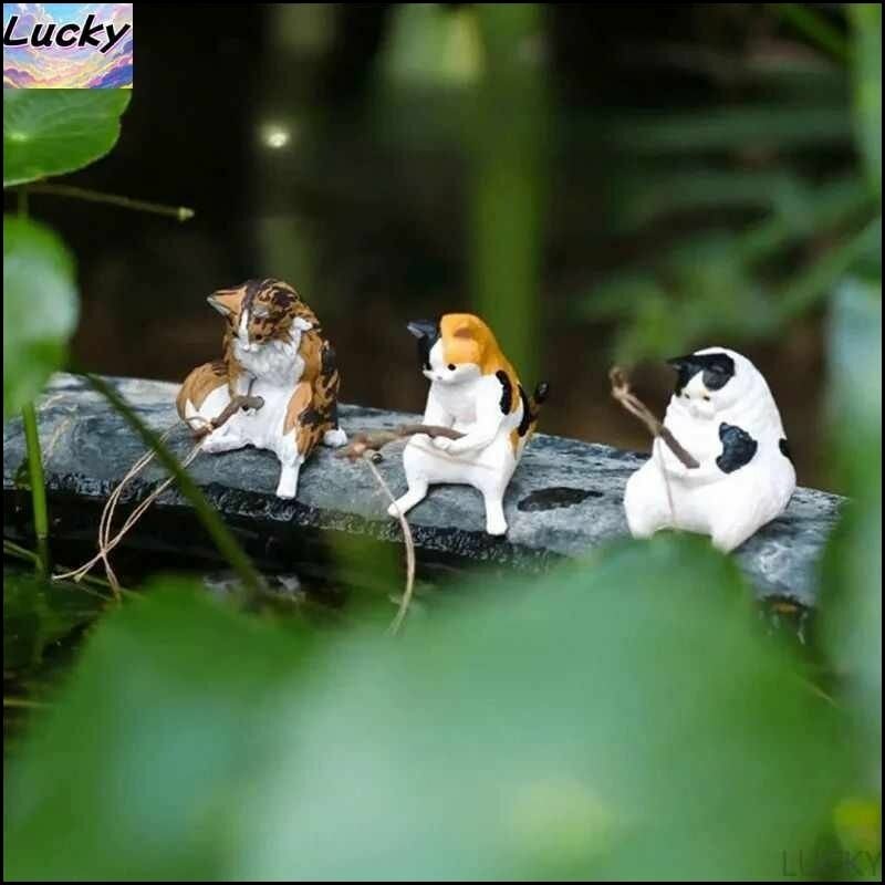 Lucky-Милая фигурка рыболовной удочки в форме кошки, рыбака, в виде , удилище, , украшение для , аксессуары интерьера