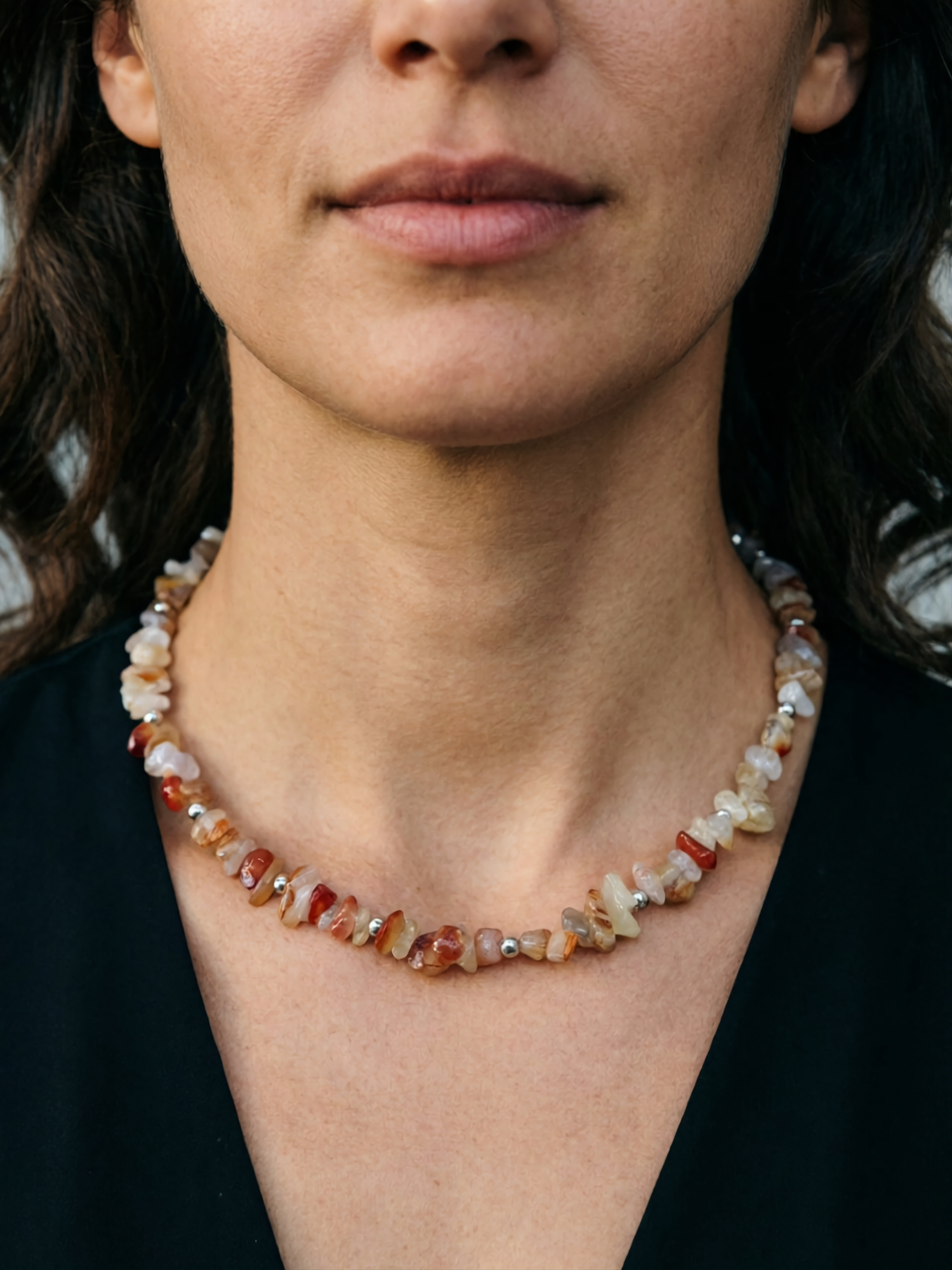 Колье, сердолик