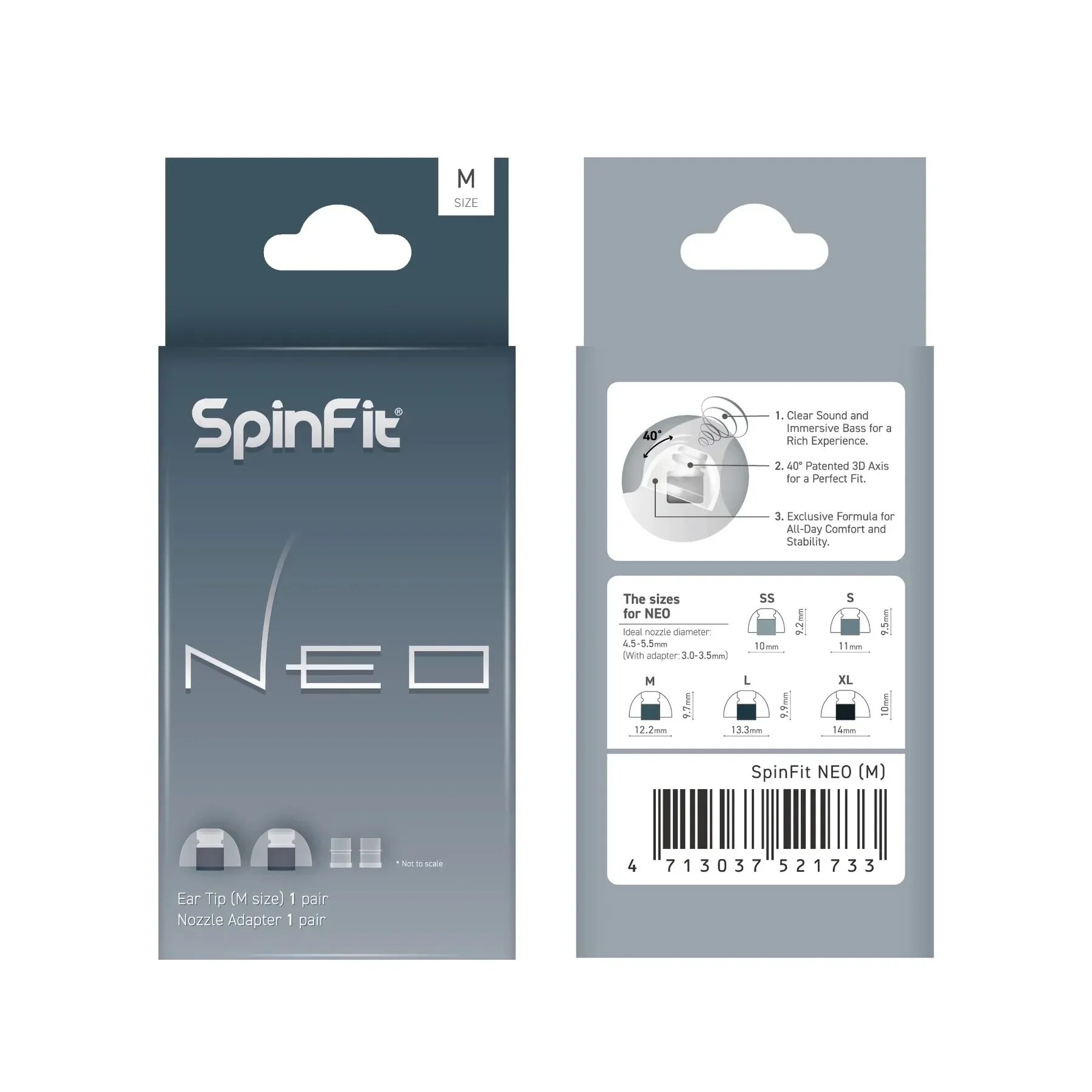 SpinFit NEO силиконовые насадки для наушников M 1pair