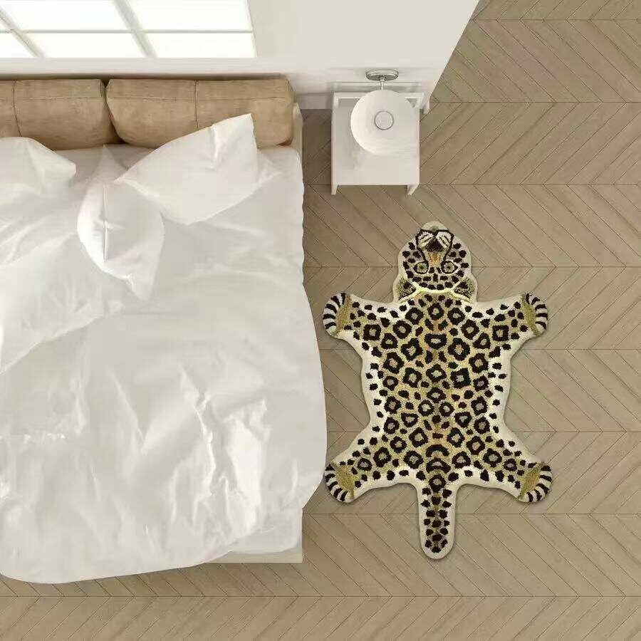 Розовый ковёр с леопардовым принтом из искусственной кожи,70*110CM LARGE, Розовый