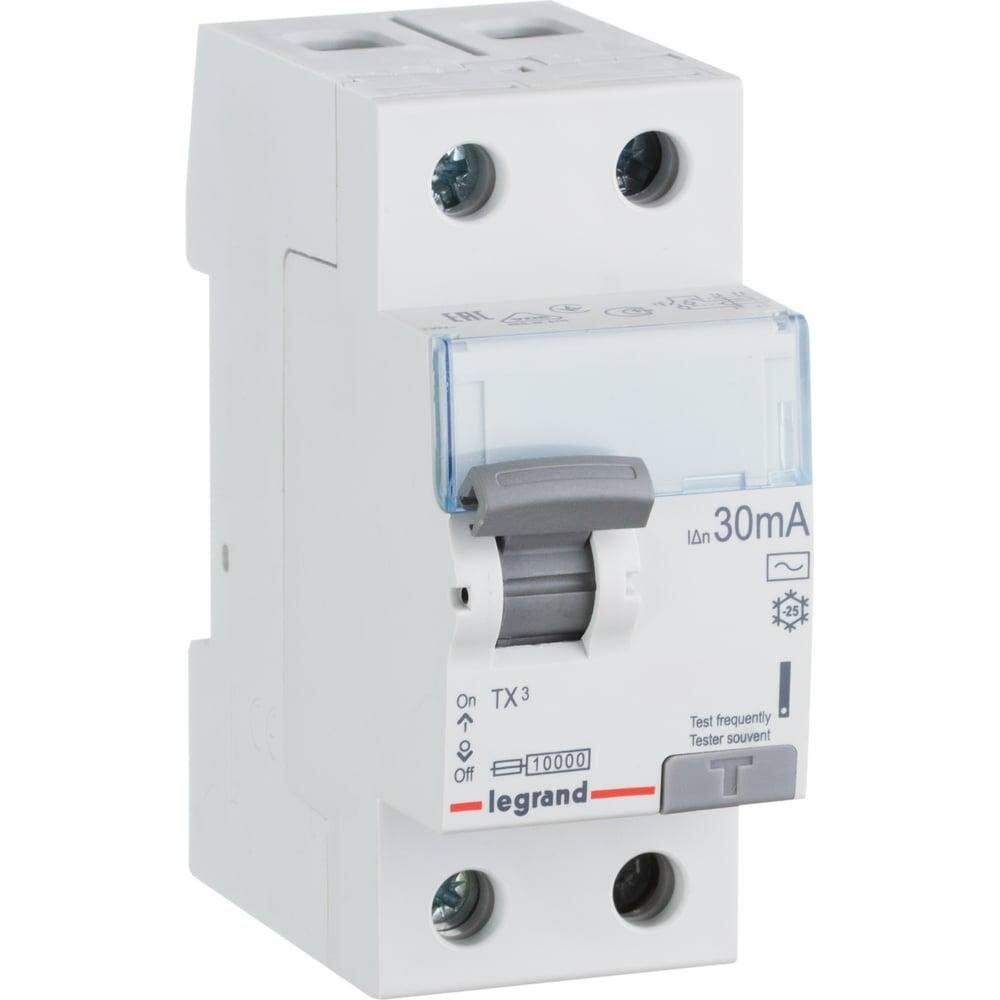 Выключатель Legrand дифференциального тока TX³ 2П 40 А тип AC 30 мА 2 модуля 403001