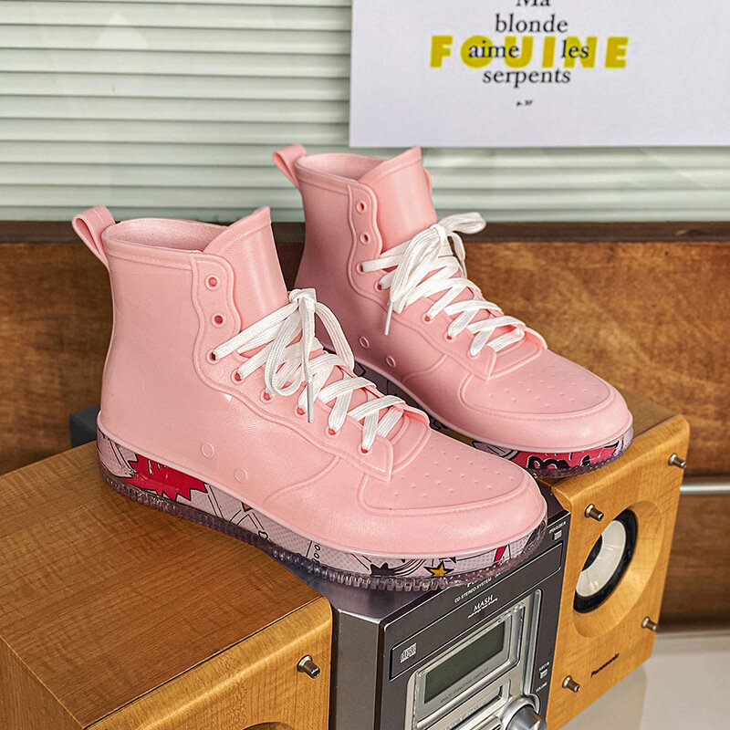 Модные резиновые сапоги, женские и парные низкие водонепроницаемые ботинки, мужские водонепроницаемые сапоги, нескользящие резиновые сапоги, короткие резиновые туфли для студентов. Размер обуви. EU:40