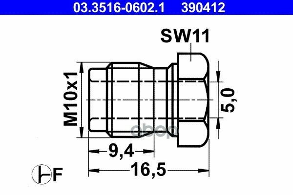 Штуцер тормозной системы UNIVERSAL /M10x1mm/d=5,0mm/L=16,5mm ATE 03.3516-0602.1 Ate арт. 03.3516-0602.1