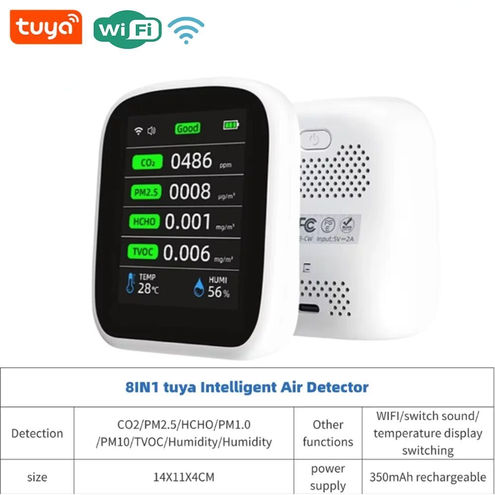 WIFI Тестер качества воздуха 8 в 1, PV28CW