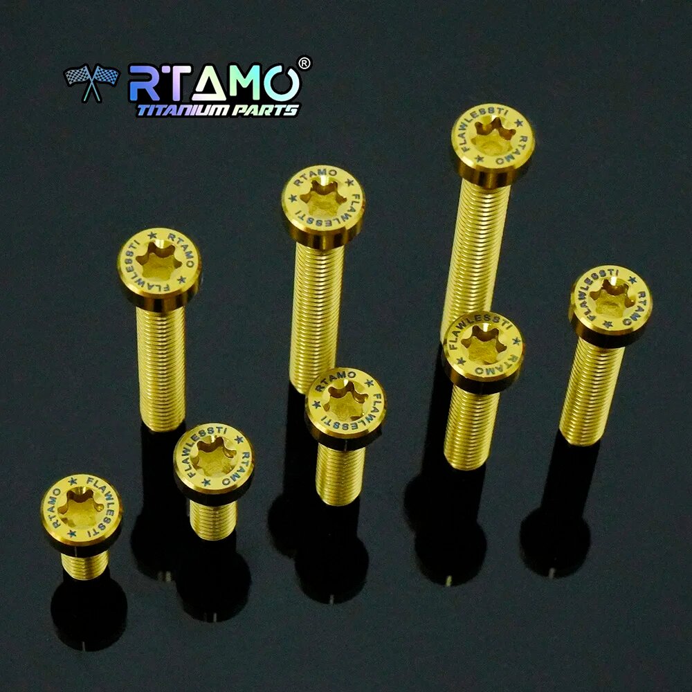 RTAMO Титановый болт M6x12/15/20/25/30/35/40/45 мм Gold 1piece, M6x20 mm
