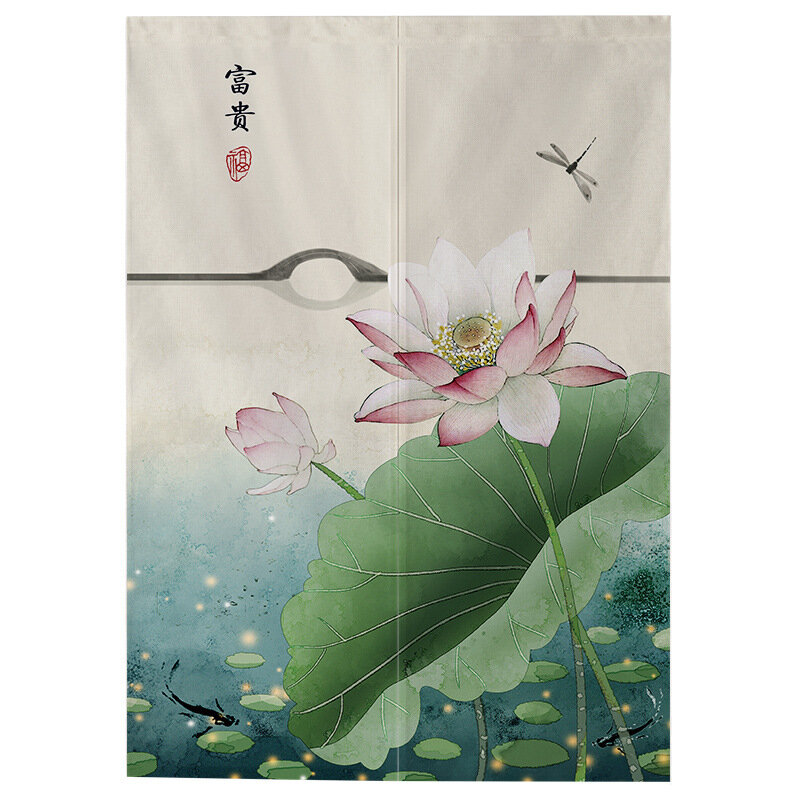 Дверная занавеска в китайском стиле, перегородка-занавеска, кухонная занавеска, домашняя полудлинная тканевая занавеска для спальни, тканевая занавеска в китайском стиле, подвесная занавеска без сверления.