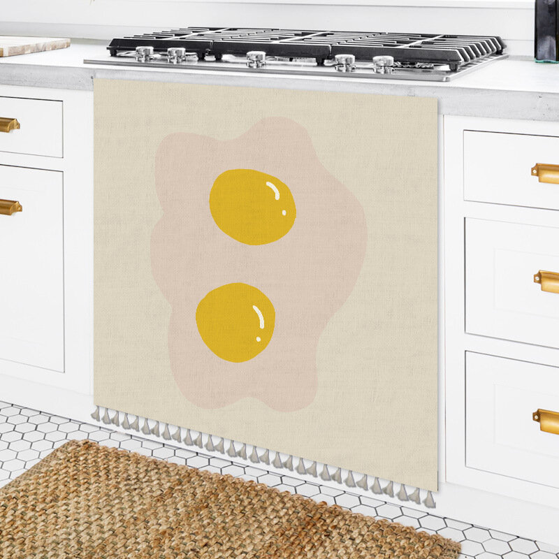 Пылезащитная шторка для шкафов и обувниц, раскрашенная вручную шторка для кухонной двери, тканевая шторка на липучке, шторка для шкафа, не требует сверления.