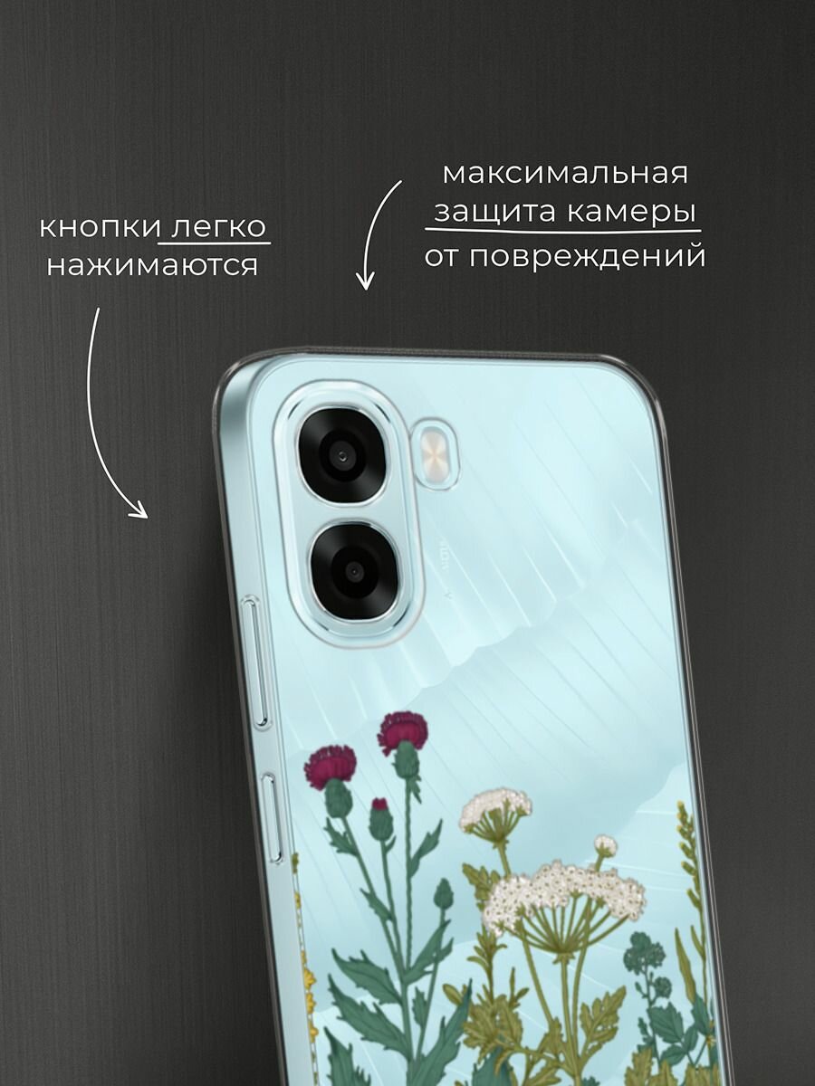 Чехол на Oppo A6x / Оппо A6x с принтом Дикие полевые цветы, прозрачный — фото 1