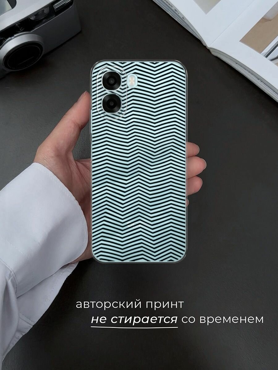 Чехол на Oppo A6x / Оппо A6x с принтом зрительный обман черный, прозрачный — фото 1