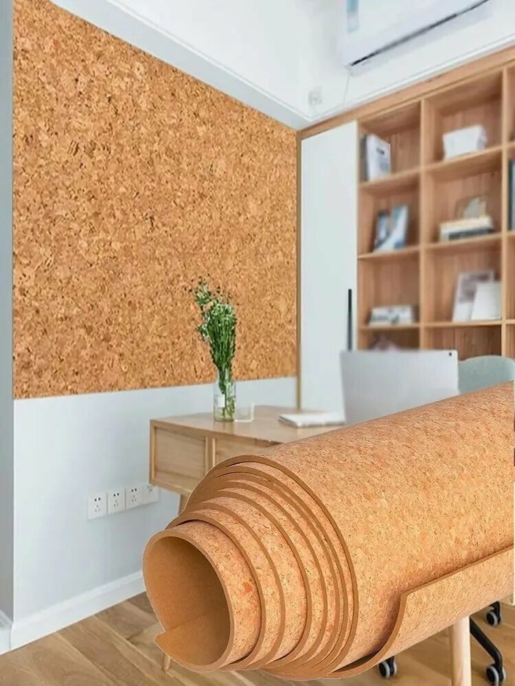 6 мм Декоративная пробковая панель для фото и заметок, 122х82 см, без рамки, Готова к поклейке