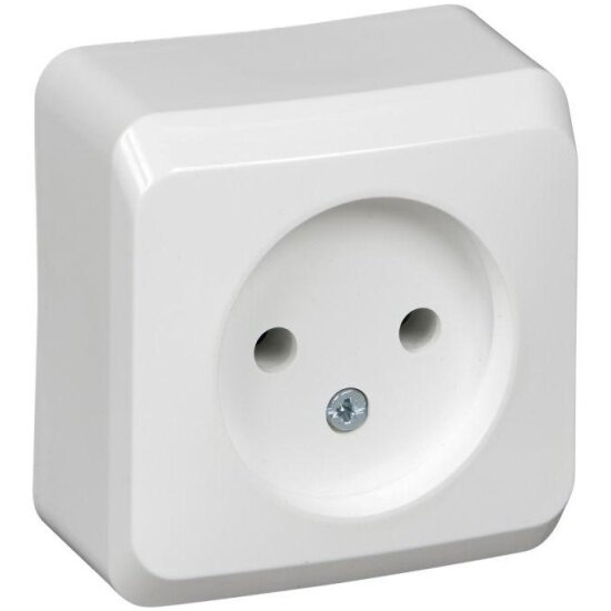 Розетка Systeme Electric (schneider Electric) SCHNEIDER ELECTRIC 1 постовая б/з без шторок SE Этюд наруж, Белый, PA16-001B