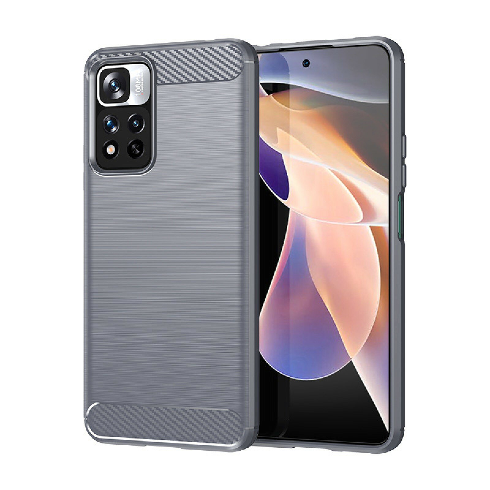 Чехол панель-бампер MyPads Carbon для Xiaomi Redmi Note 11T 5G и Poco M4 Pro 5G из силикона с матовой отделкой под карбон