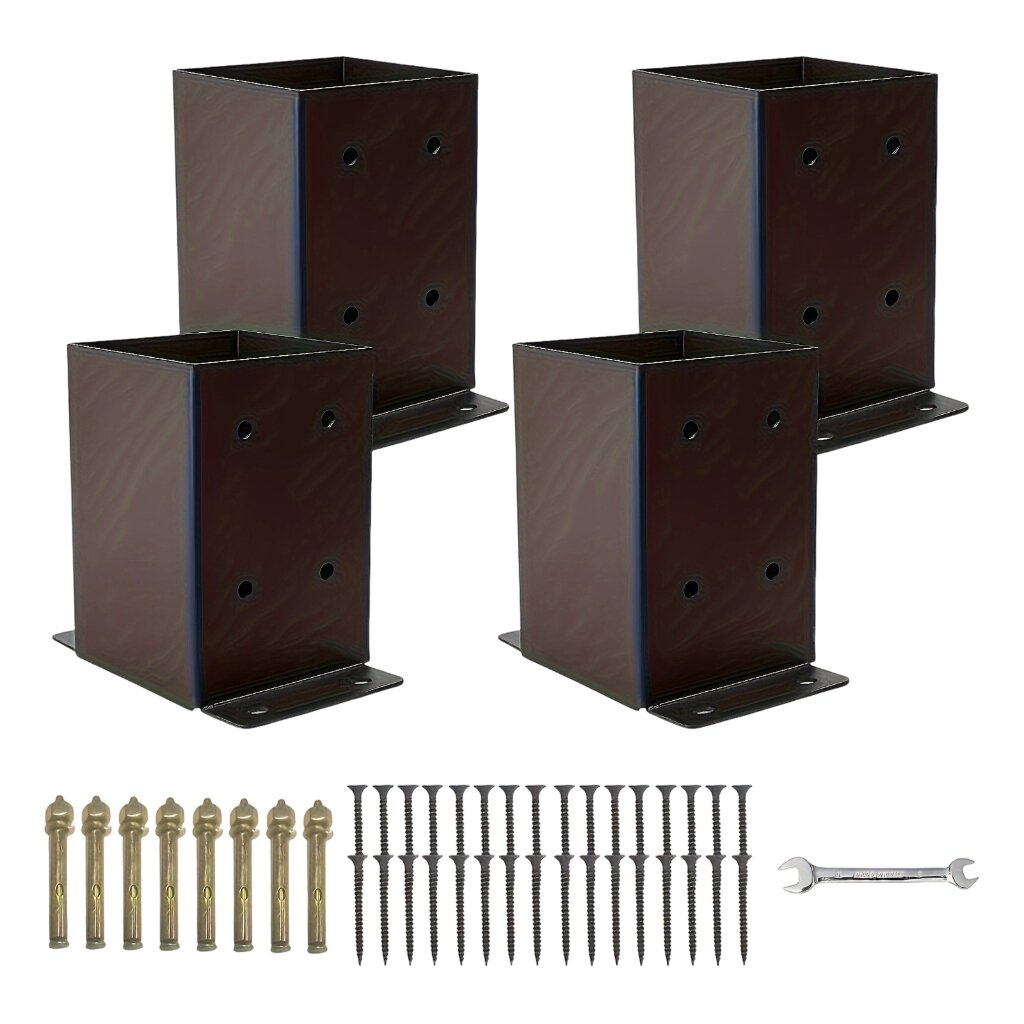 Толстая Металлическая Опора Для Наружных Перил И Столбов Ограждения Со Всем Необходимым Оборудованием В Комплекте