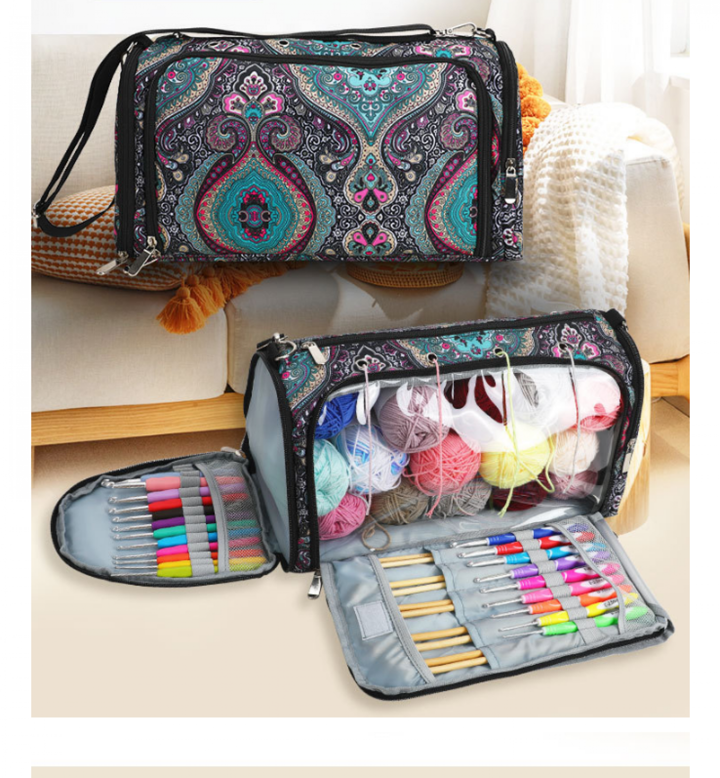 Сумка-чехол MyPads для хранения ниток и швейных принадлежностей с отверстиями и карманами