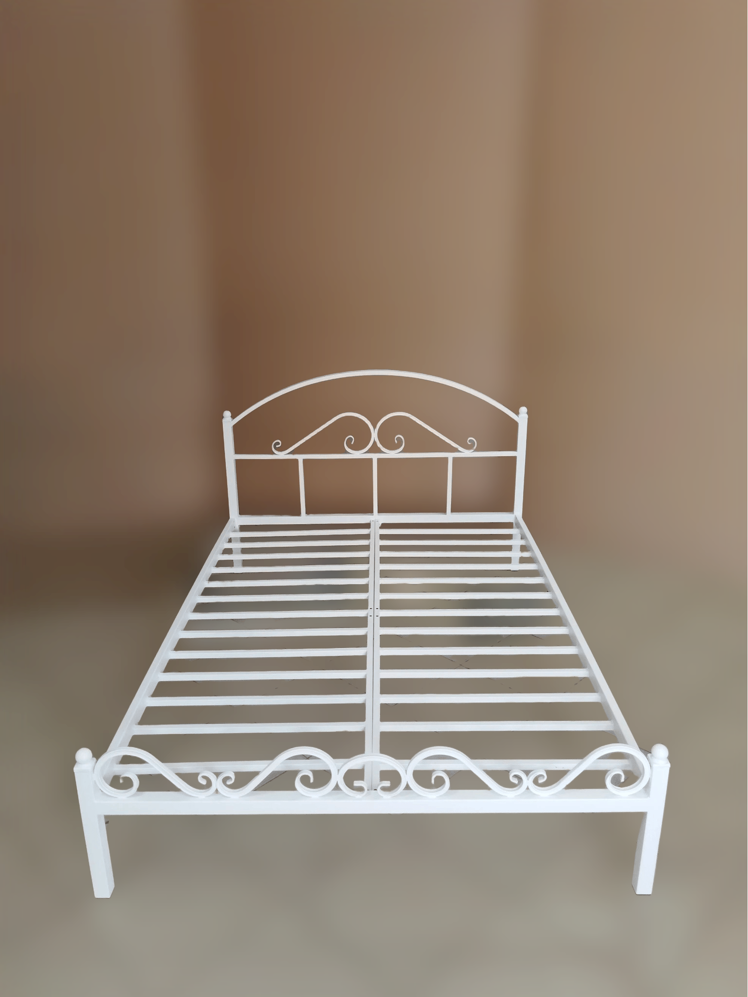 Кровать Ариэль, 140x200, металлическая, кованая, усиленная, белый муар