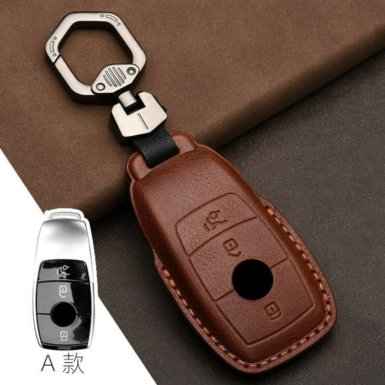 Кожаный чехол MyPads для ключа Mercedes-Benz GLC300L E300 E260 E350 A200 коричневый