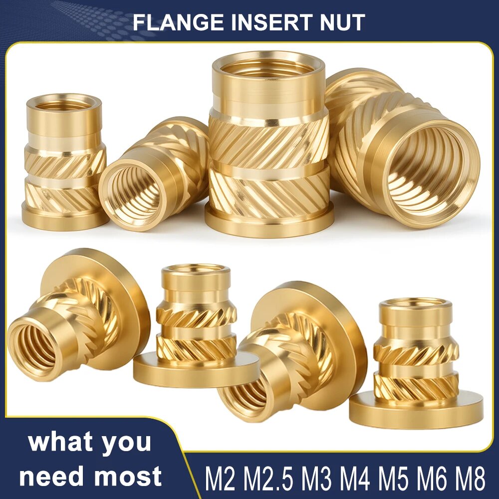 Медные фланцевые гайки M2 M2.5 M3 M4 M5 M6 M8 с нагревательной вставкой M4x9.1x6.3x7.1, 10pcs