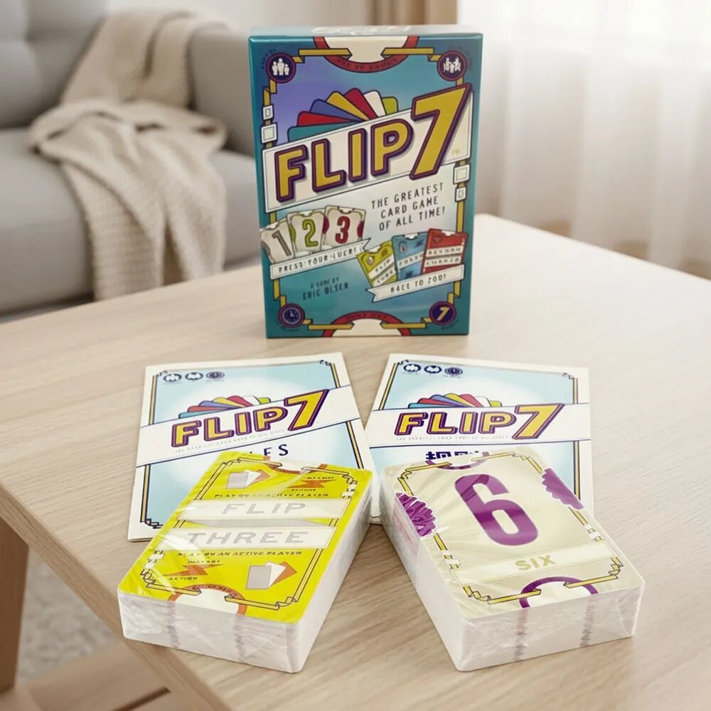 Стратегическая карточная игра "Flip 7" семейная игра для вечеринок.