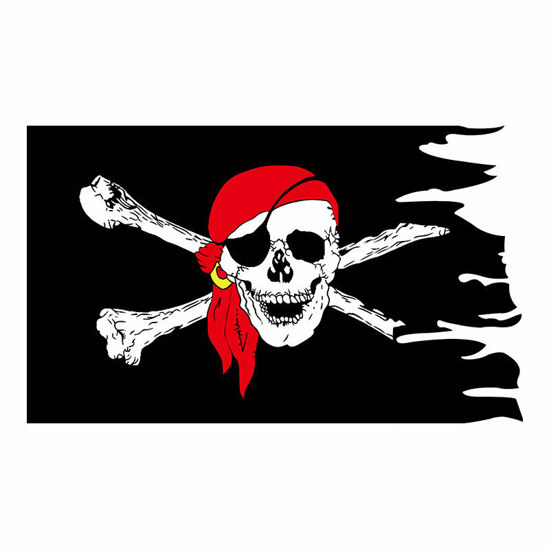 Флаг с пиратским черепом - 90x150 см, полиэстер, красная бандана и скрещенные кости, яркий графический баннер в стиле Джека Рэкхема для пиратских вечеринок, улицы и домашнего декора | Флагшток в комплект не входит