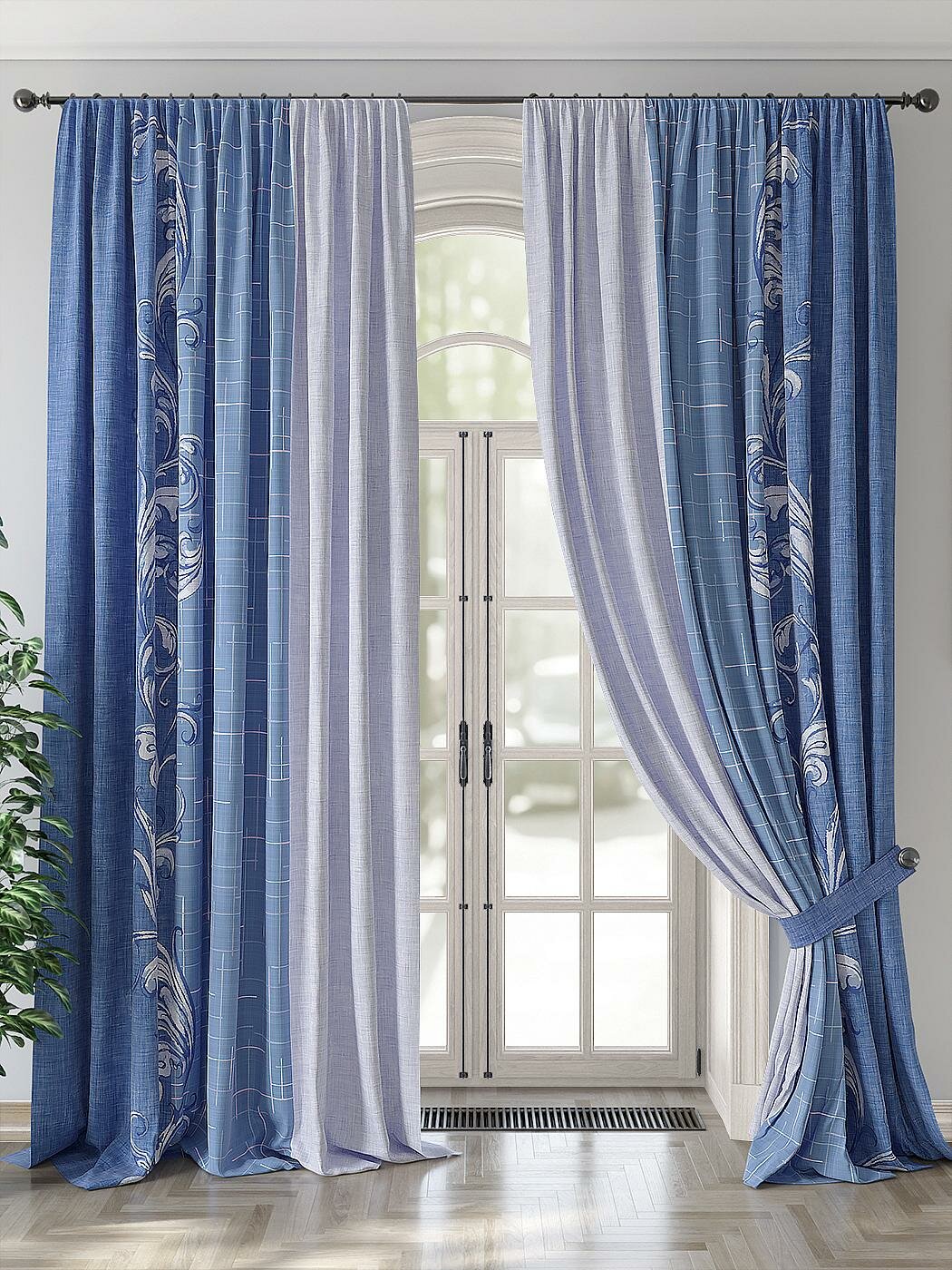 Штора для спальни и гостиной готовая 220x260 см с рисунком (953082-260)