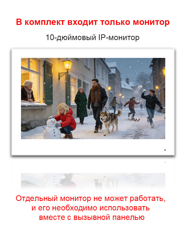 Только монитор- IP Видеодомофон с Монитором - Умный Домофон с Сенсорным Экраном, Ночным Видением, Датчиком Движения