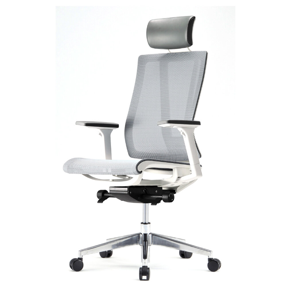 Кресло FALTO TRIUM (сетка, ткань, каркас белый, серый)