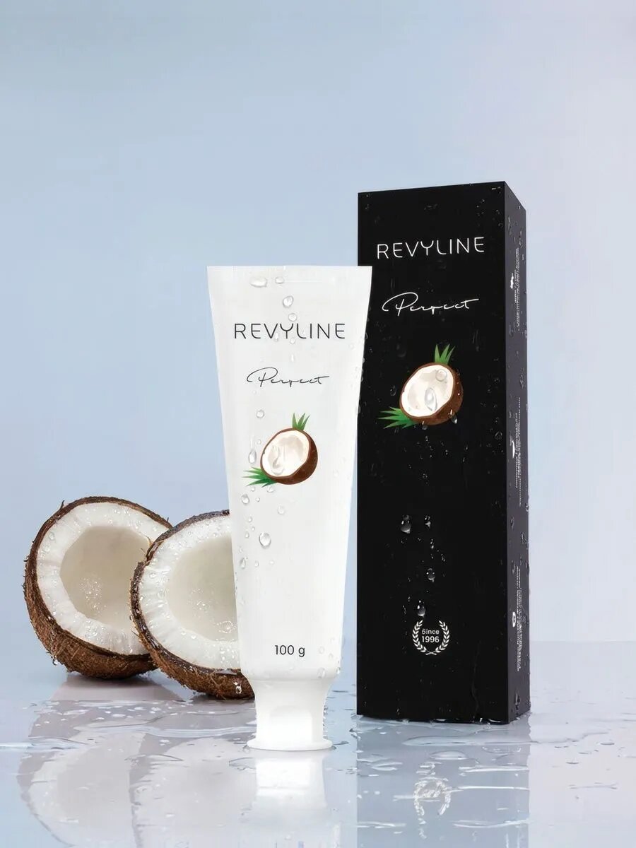 Низкоабразивная зубная паста Revyline Perfect Кокос, черная, с бамбуковым углем, 100 г
