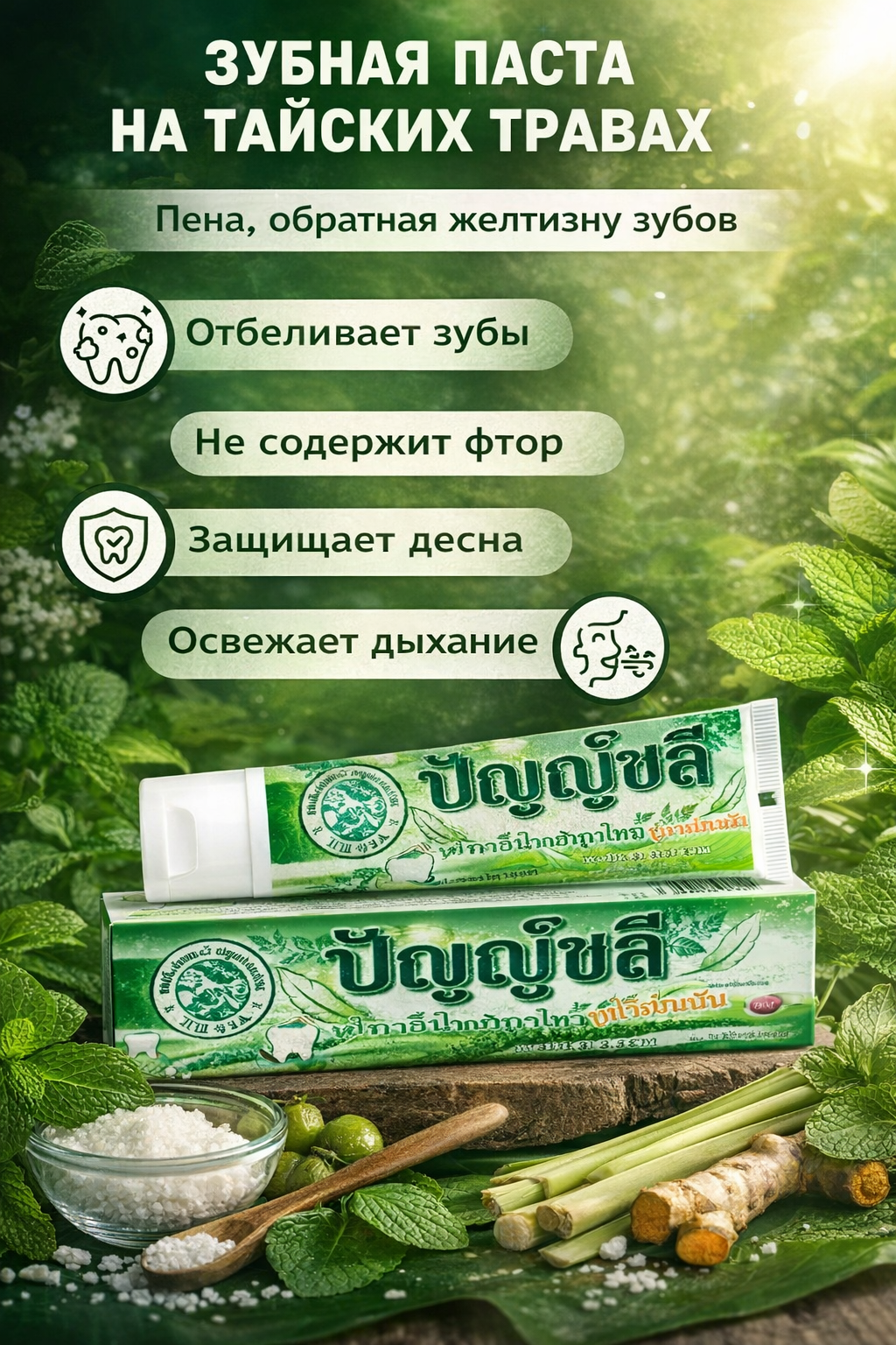 Зубная паста Punchalee на тайских травах с маслами гвоздики и ментола