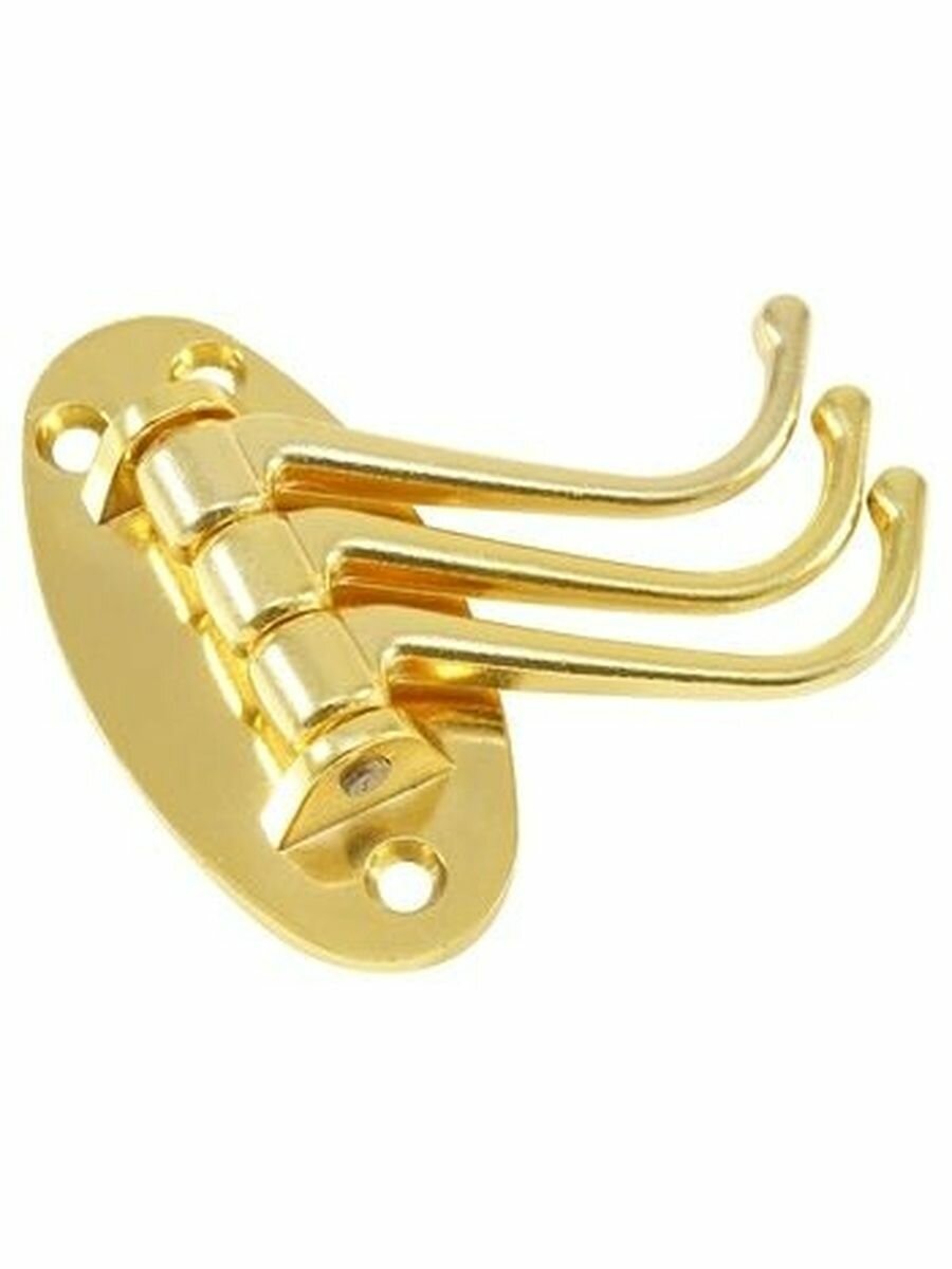 Мебельный крючок трёхрожковый , золото