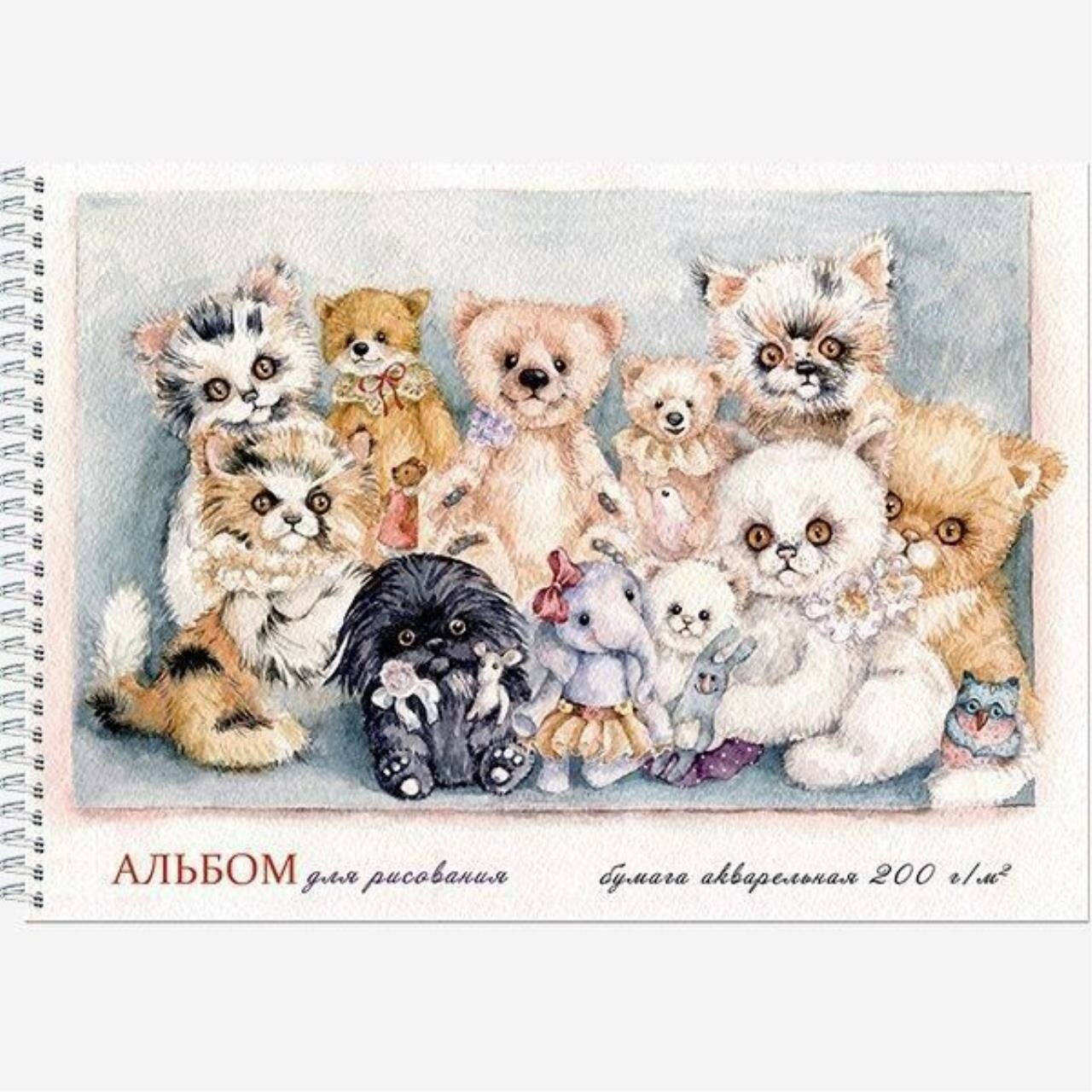Альбом для рисования 20 л. А3, гребень игрушки мелованны картон, бумага акварельная 200 г м2