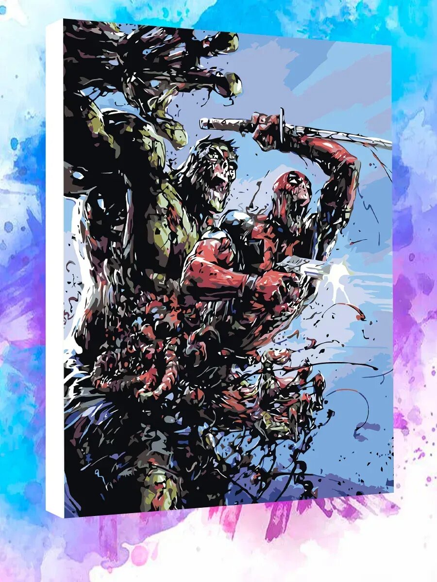 Картина по номерам Дэдпул Халк Марвел Кино