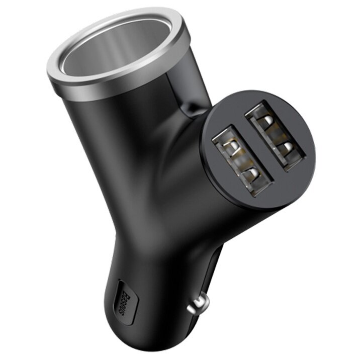 Автомобильное зарядное устройство с разветвителем 2xUSB Baseus Y type - Черное (CCALL-YX01)
