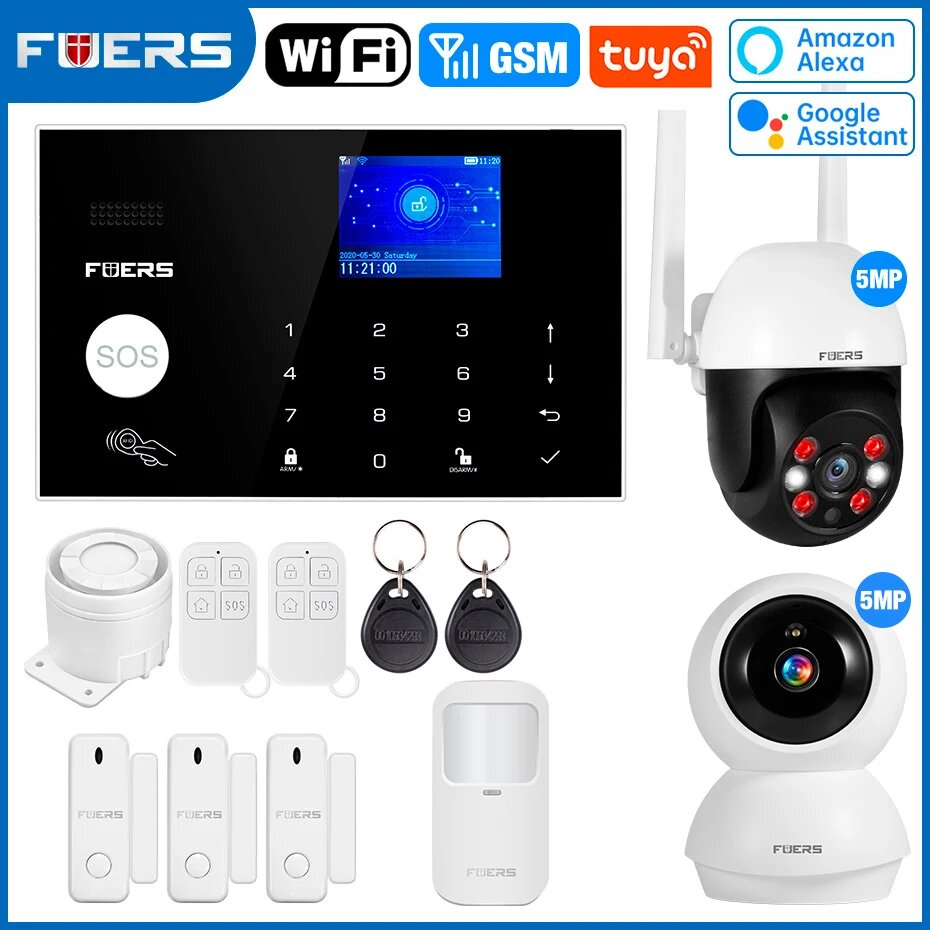 FUERS Tuya Smart WIFI GSM сигнализация Европейская вилка (EU Plug), G30 GSM Alarm Kit 12