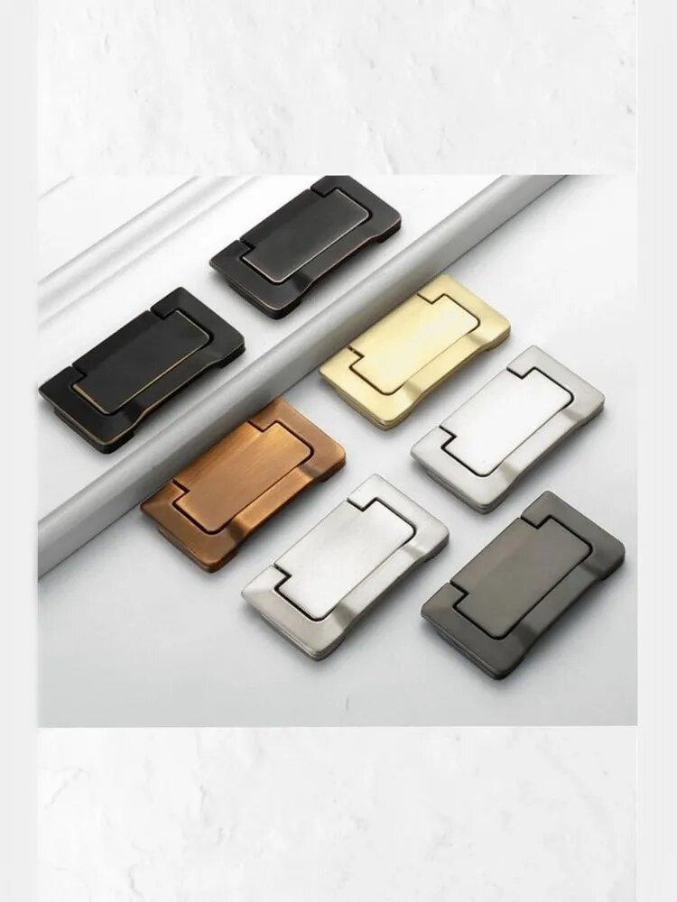 Скрытая откидная ручка для мебели, погреба, люка, подвала, черная, сталь