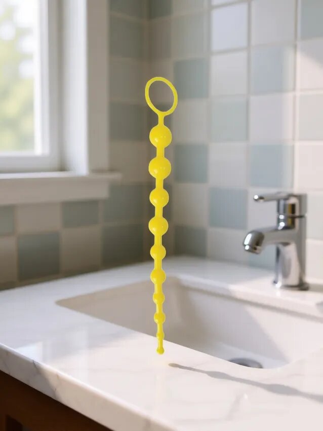 Анальная цепочка желтая Anal Stimulator д-26см, д-3,0 см