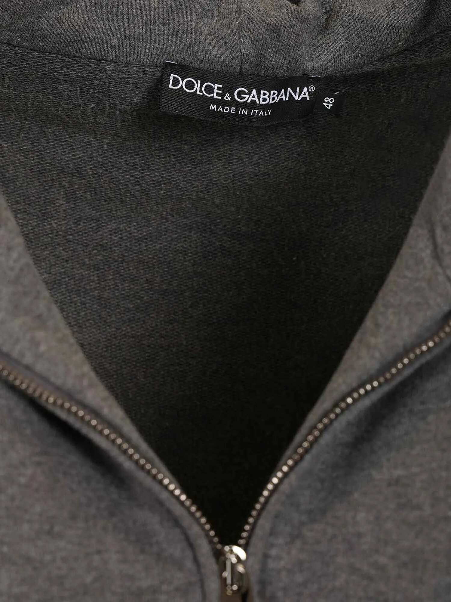 Худи DOLCE & GABBANA Logo-patch zip-up hoodie, размер 48, , grey — фото 1